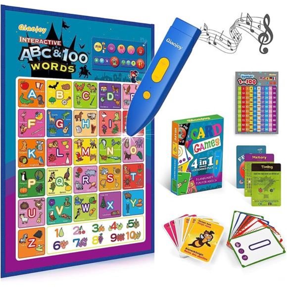 Toys | 5 Languages Interactive Alphabet Wall Chart Alphabet Flash Cards ...